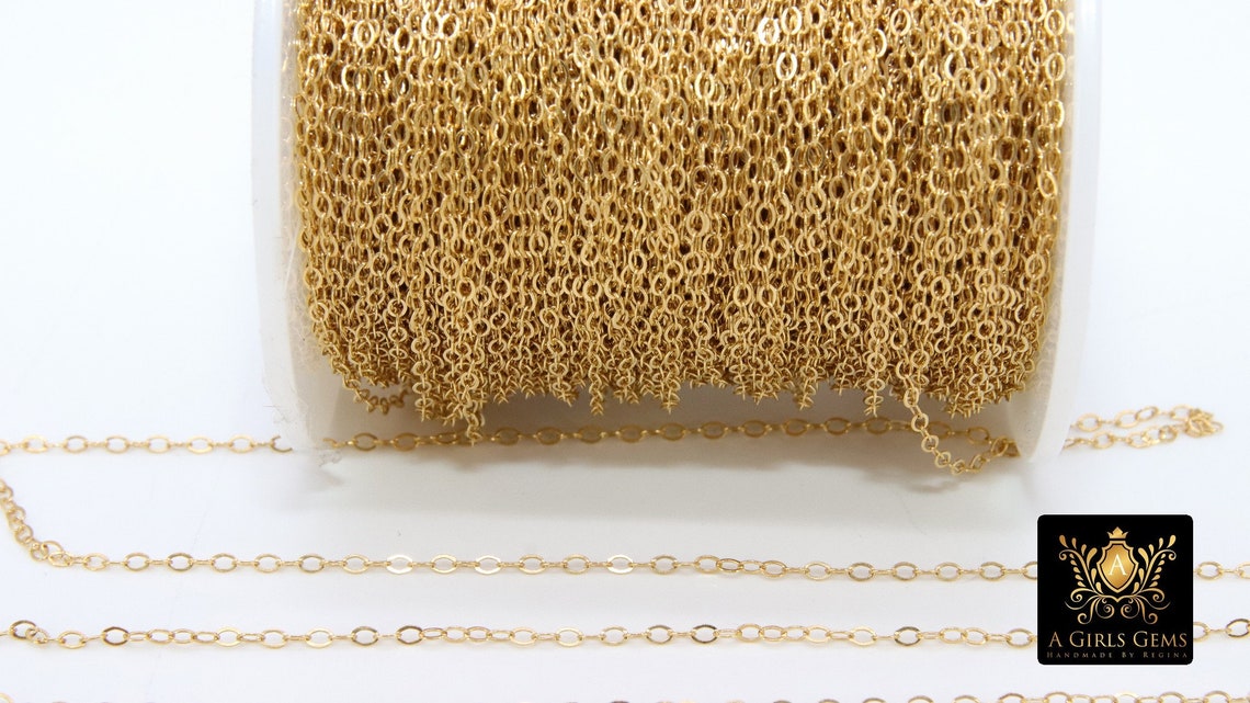 14 K Gold Filled Hammered Cable Chains, 14 20 Unfinished by the Foot CH ...