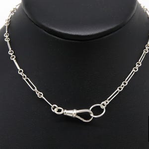 Silver Swivel Fob Chain Necklace, 925 Sterling Silver Rectangle Rolo ...