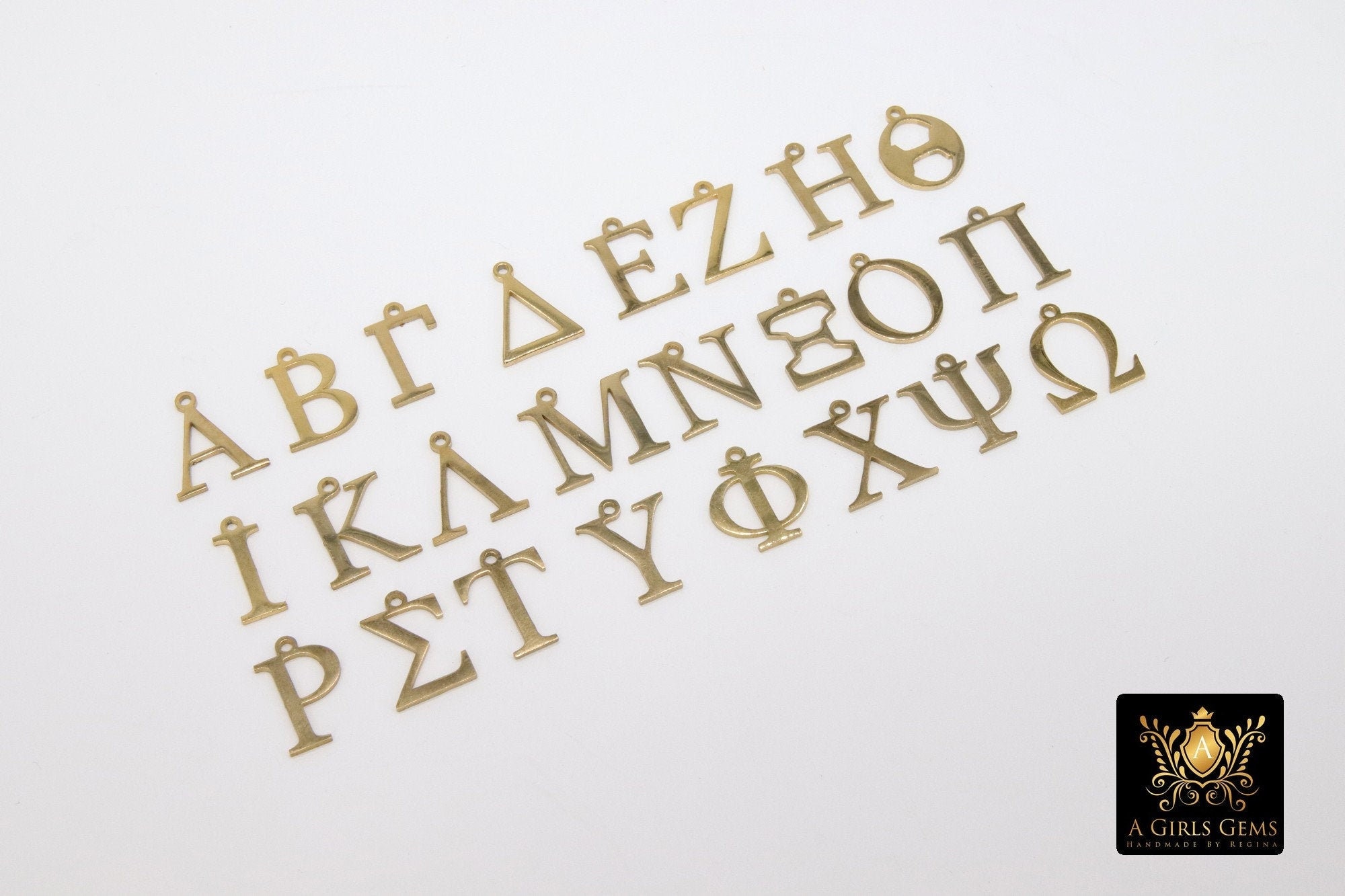 Greek Alphabet Gold Charms, Initial Letters in Stainless Steel, Initial ...