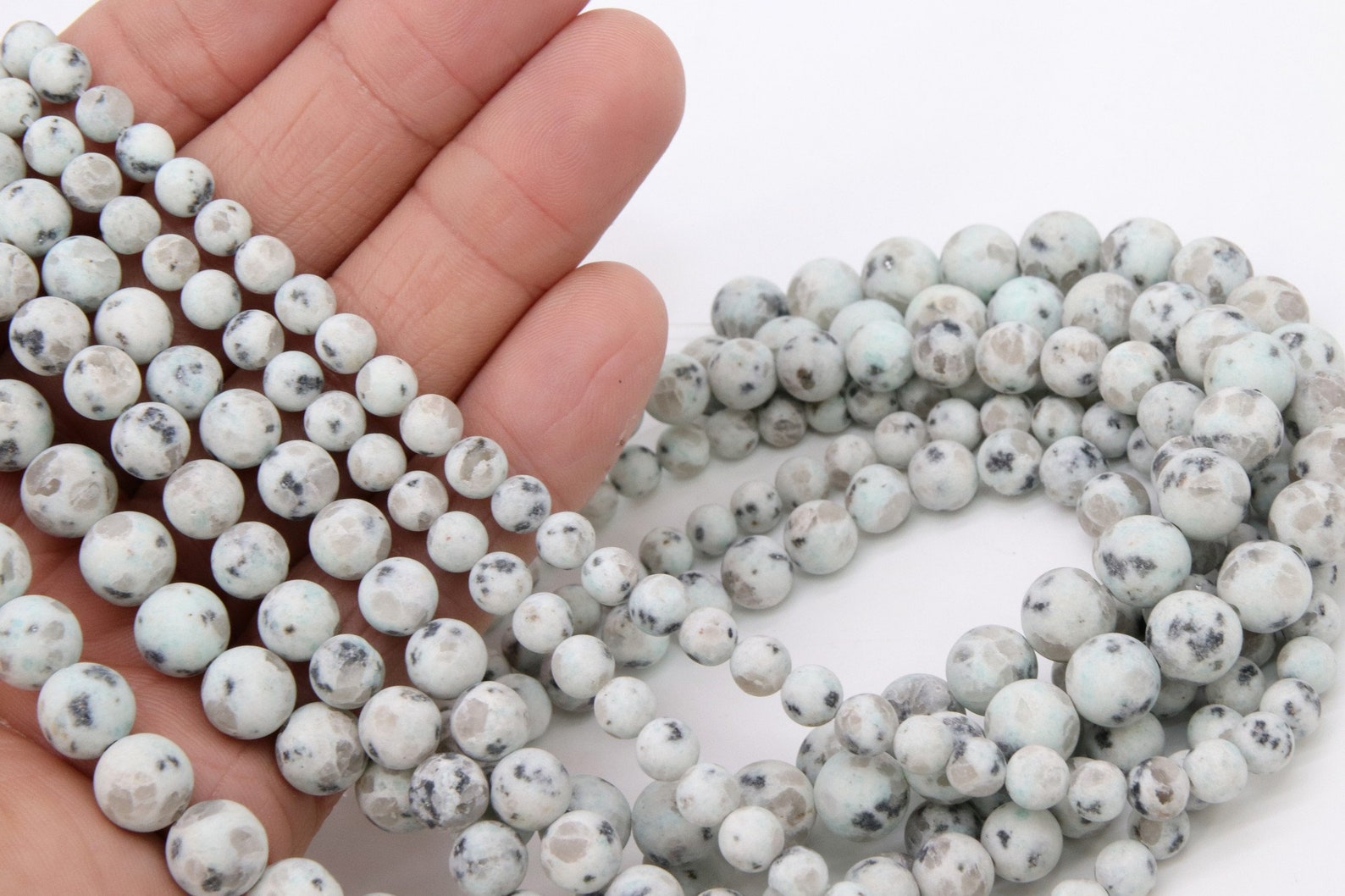 Natural Baby Blue Kiwi Beads, Frosted Sesame Round Blue BS# 31, Black ...
