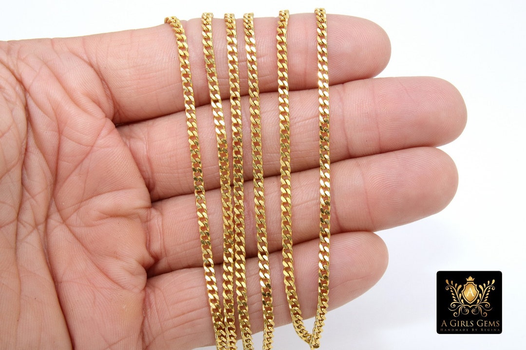 Stainless Steel Chain, 304 Gold Faceted Dainty Curb 4.0 Mm Chains CH ...