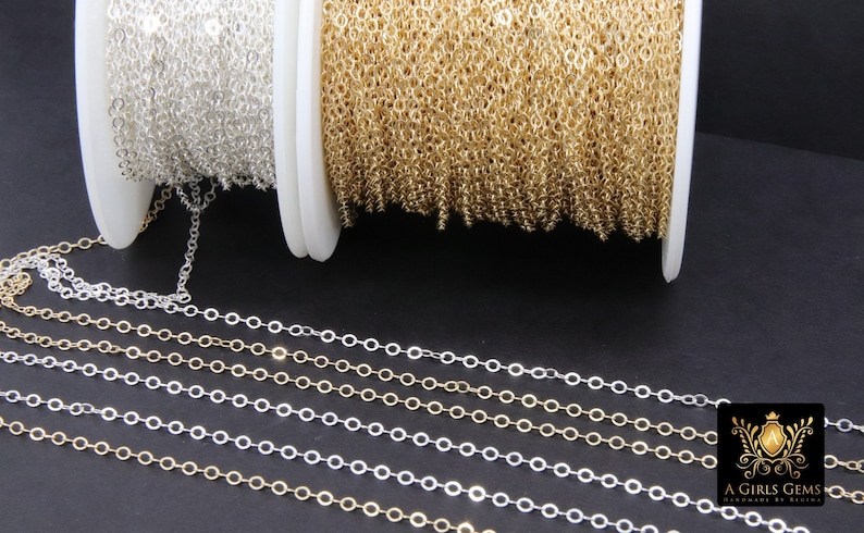 14 K Gold Filled Hammered Cable Chains 2.4 X 1.9 Mm 925 - Etsy