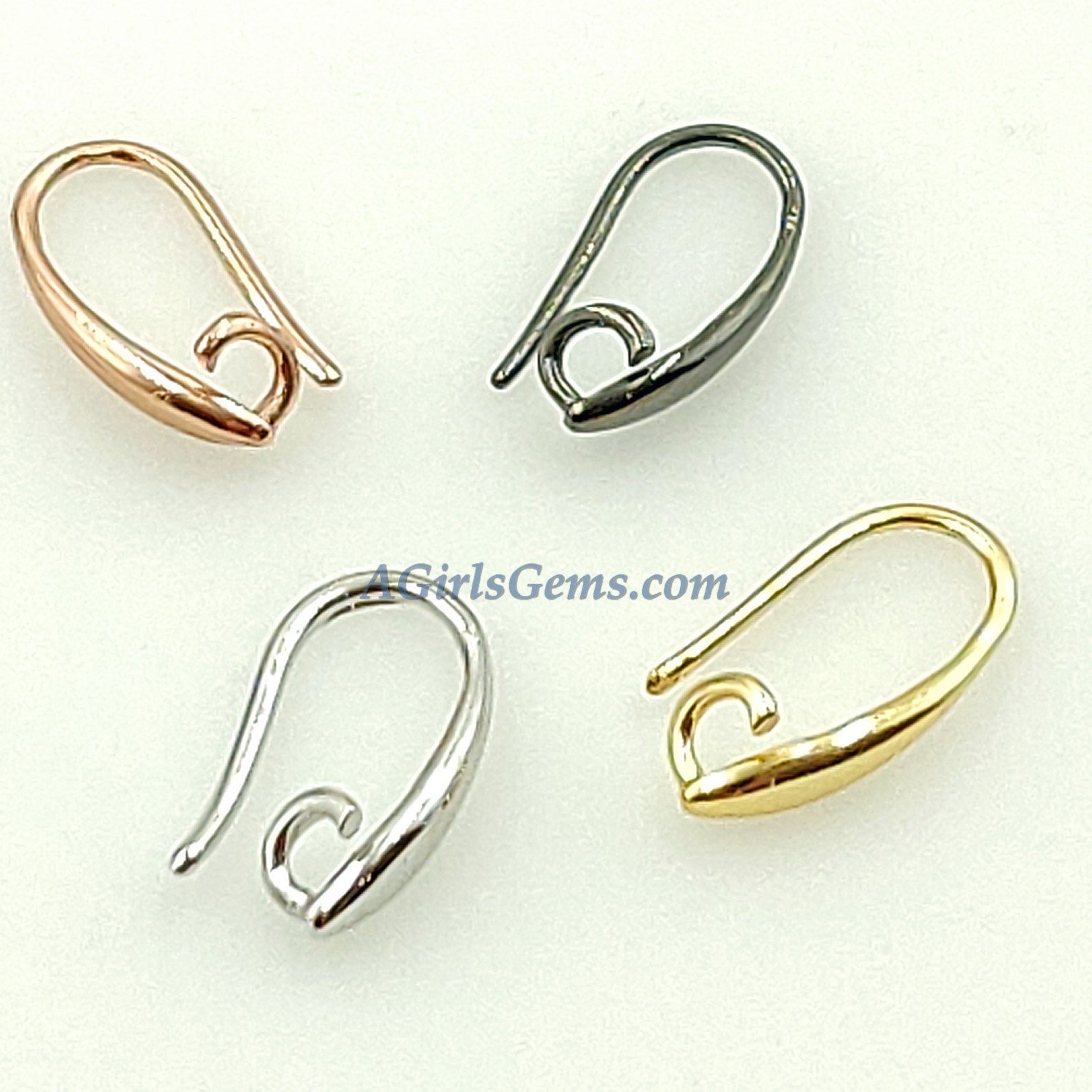Smooth Ear Hooks, Rose, Gold, Silver, Black Plated Wide Wire Earring ...