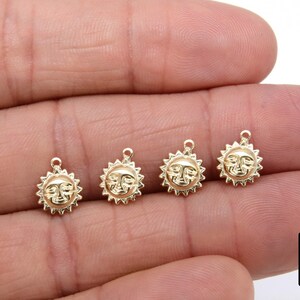 14 K Gold Filled Sun Charm, 14 20 Gold Sunshine Happy Face #2135, Mini ...