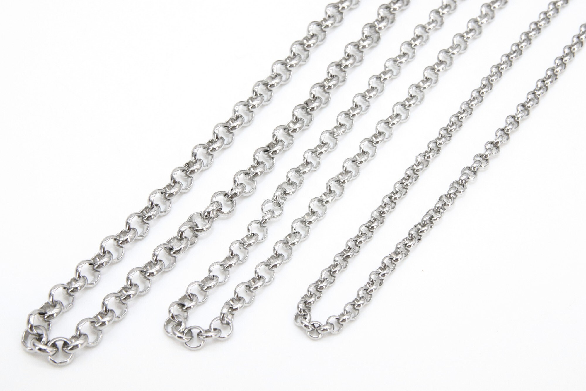 Stainless Steel ROLO Chain 4 5 and 6 Mm Silver Chains Large - Etsy