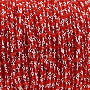 22k Gold Plated Ruby Red Rosary Chain, Cranberry Red 4 Mm Chains CH 427 ...