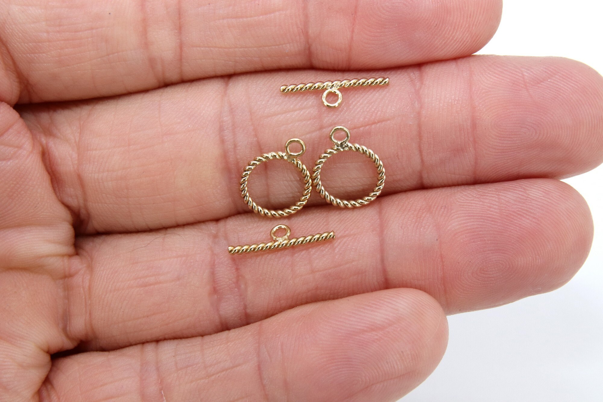 14 K Gold Filled Toggle Clasp Round Spiral Twist Clasps With | Etsy