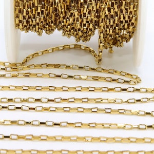Stainless Steel Chain, 304 Steel 4 Mm Rectangle Box Chains CH #137 ...