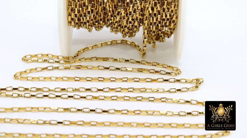 Stainless Steel Chain Silver Steel 4 mm Rectangle Box Chains | Etsy