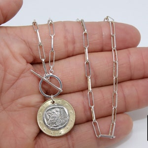 Silver Coin Necklace, 925 Sterling Silver Medallion Toggle Wrap ...