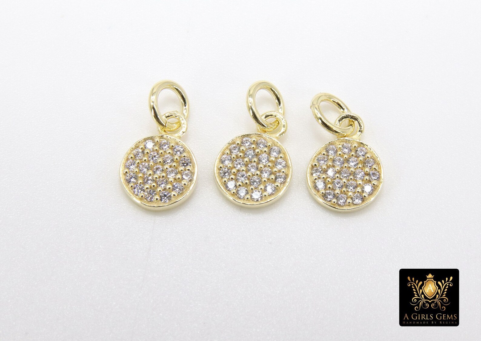 Silver Oxidized CZ Pave Disc Charm 14 K Gold 925 Sterling - Etsy