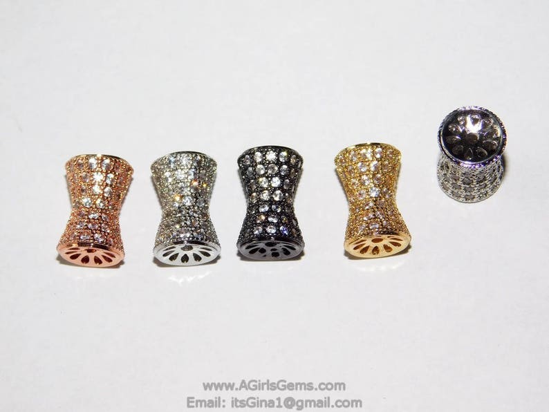 CZ Pave Hourglass Bead, 10 X 13 Mm Clear Cubic Zirconia #104, Long ...