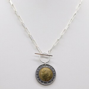 Silver Coin Necklace, 925 Sterling Silver Medallion Toggle Wrap ...