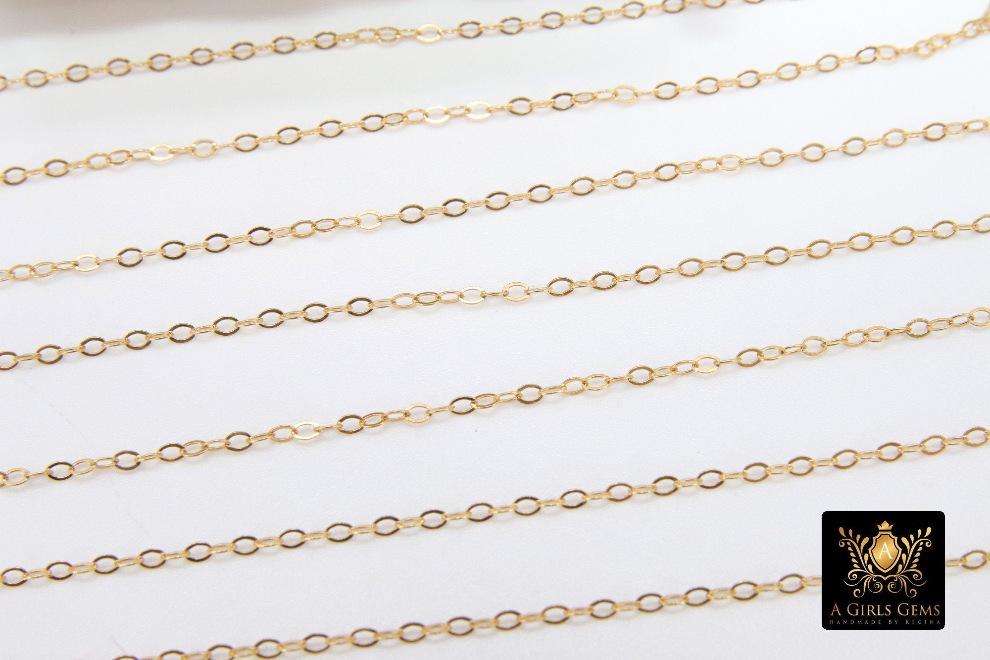 14 K Gold Filled Hammered Cable Chains, 14 20 Unfinished by the Foot CH ...