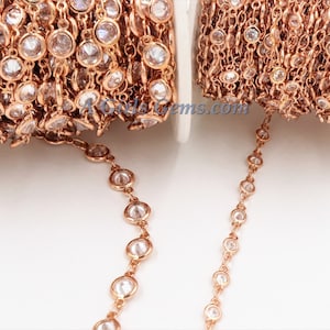 Silver CZ Chain by the Yard, 4 or 6 Mm Genuine CZ Chain CH# 543, Rose ...