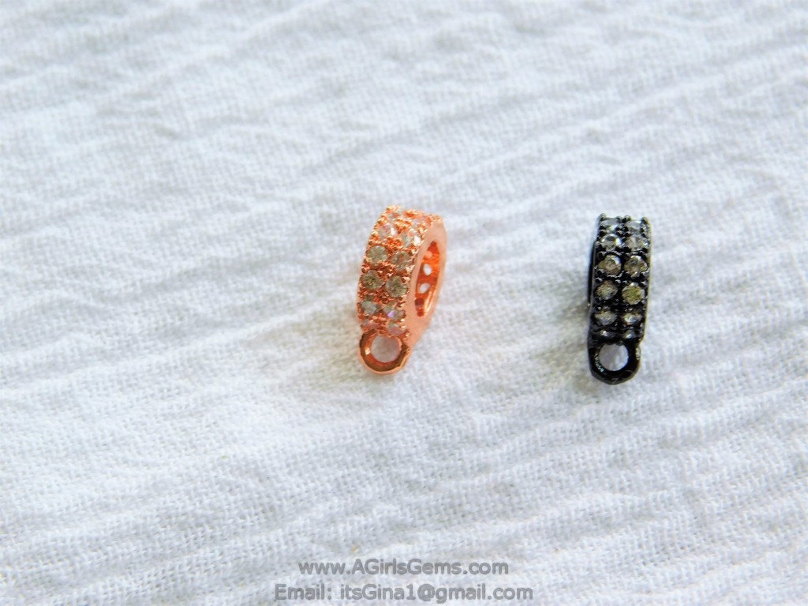 CZ Pave Charm Holder Connector Rings 2 Cubic Zirconia Rows | Etsy