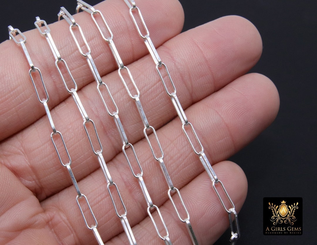 925 Sterling Silver Paper Clip Chain, Large Unfinished Silver Soldered ...