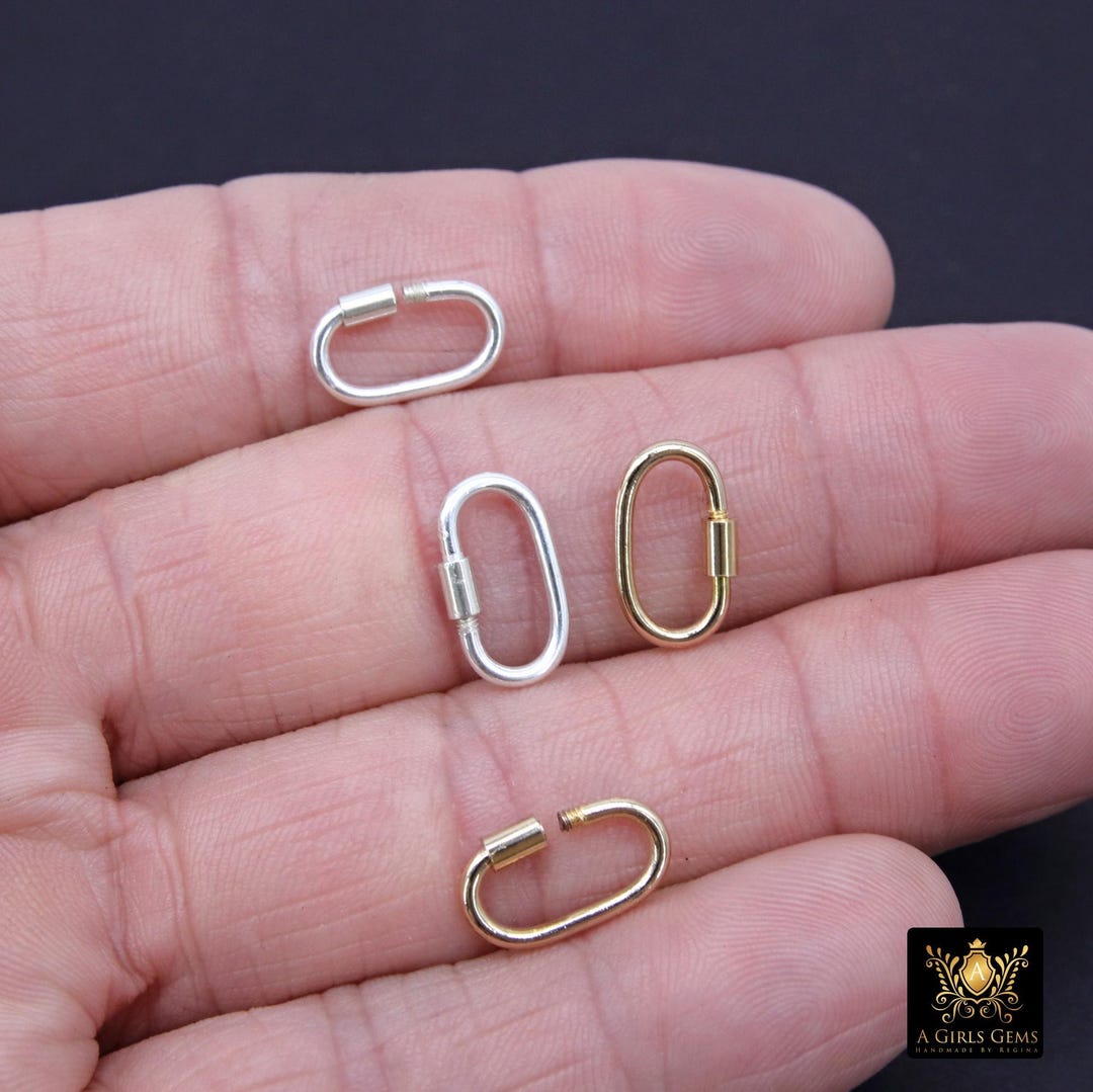 14 K Gold Filled Carabiner, 14 Mm Small 925 Sterling Silver Oval Long ...