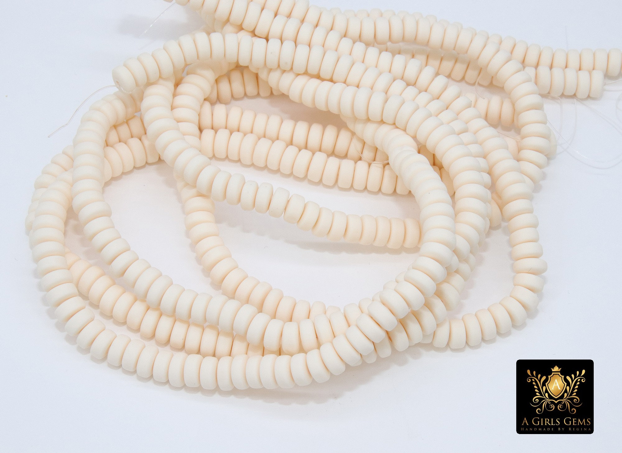 6 Mm Cream Clay Rondelle Beads, Cream Beige Heishi Flat Beads in ...