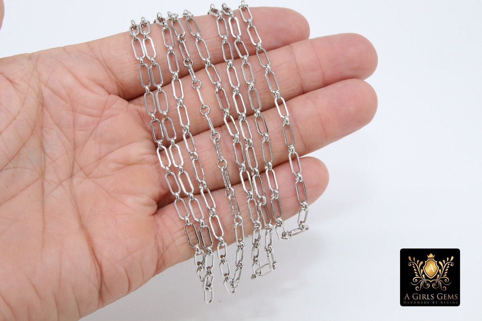 Rectangle Drawn Chain Unfinished Silver Paper Clip Chains LK - Etsy