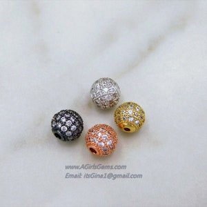 Micro Pave Beads, Rose Gold CZ Round Beads, ALL Sizes Cubic Zirconia ...