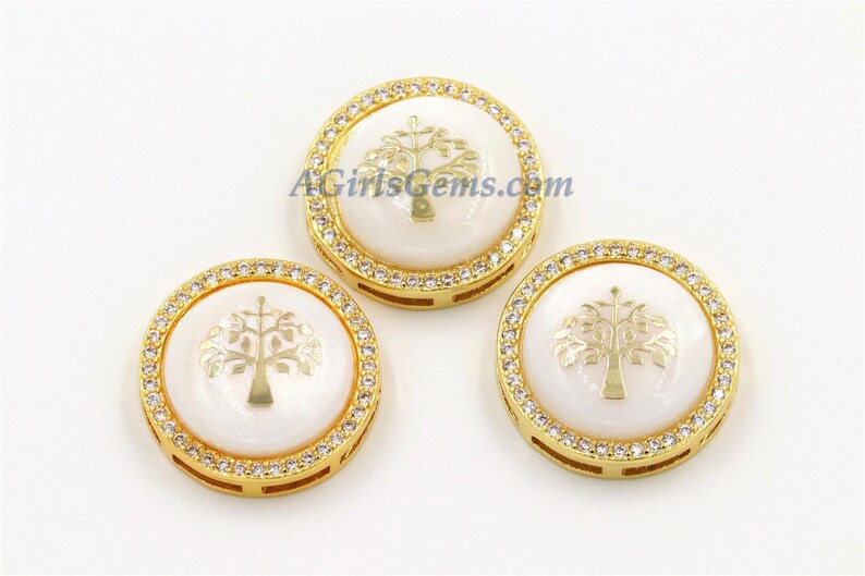 CZ Micro Pave Tree of Life Shell Gold Gilding Mother of Pearl - Etsy