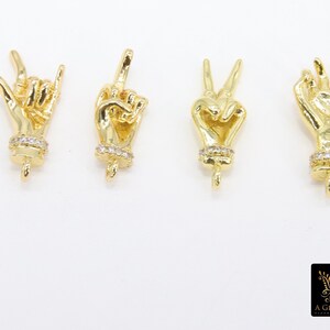 Hand Finger Sign Charms, 2 Pc Gold Middle Finger Pendant #2716, I Love ...