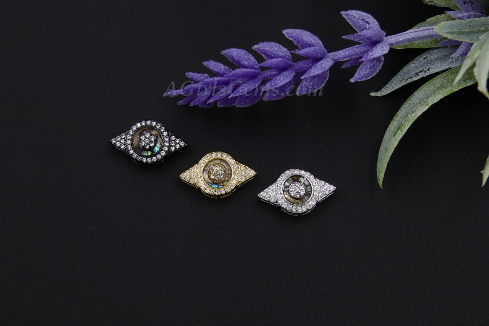 CZ Micro Pave Evil Eye Connectors, Necklace Charms #38, Blue Charms ...