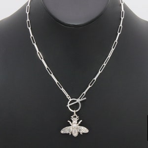 Queen Bee Chain Necklace, 925 Sterling Silver Toggle, Bumble Bee ...