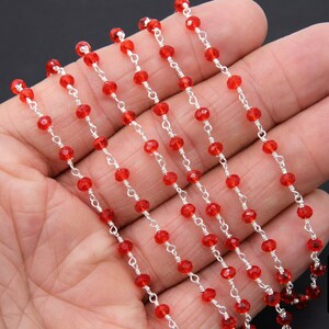 22k Gold Plated Ruby Red Rosary Chain, Cranberry Red 4 Mm Chains CH 427 ...