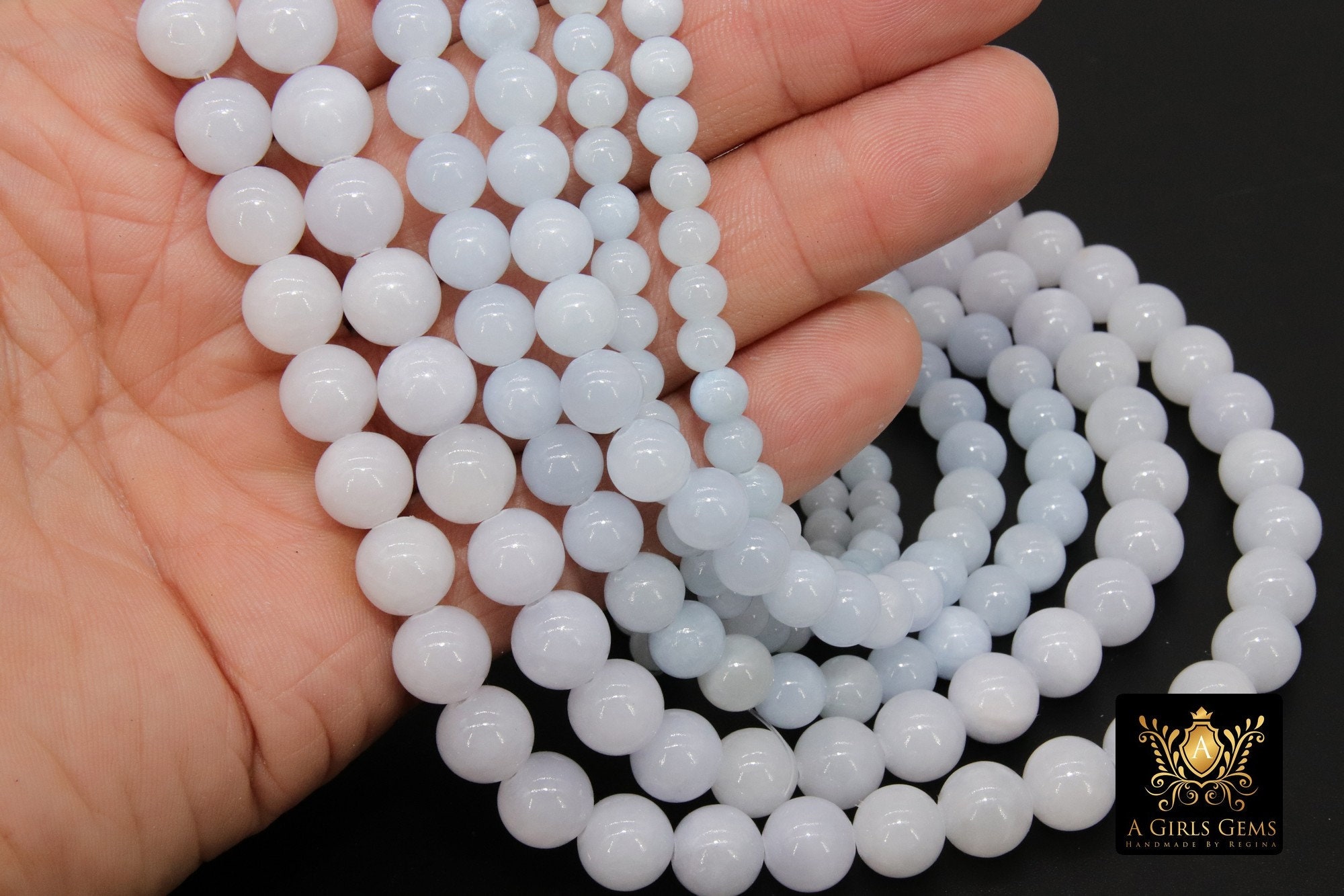 Powder Blue Beads, Smooth Round Light Blue Beads BS# 120, Size 6 Mm 8 ...