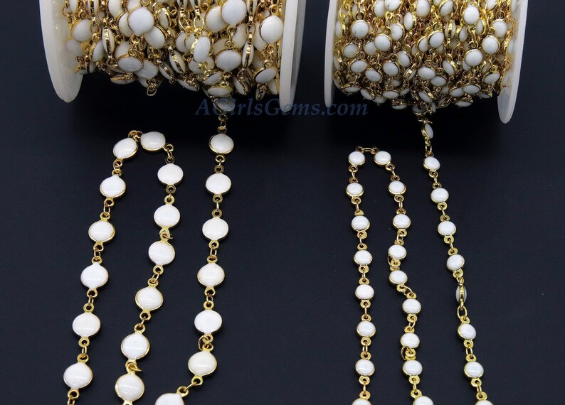 White Rosary Chain Bezel Chain by the Yard 4 or 6 Mm Flat | Etsy