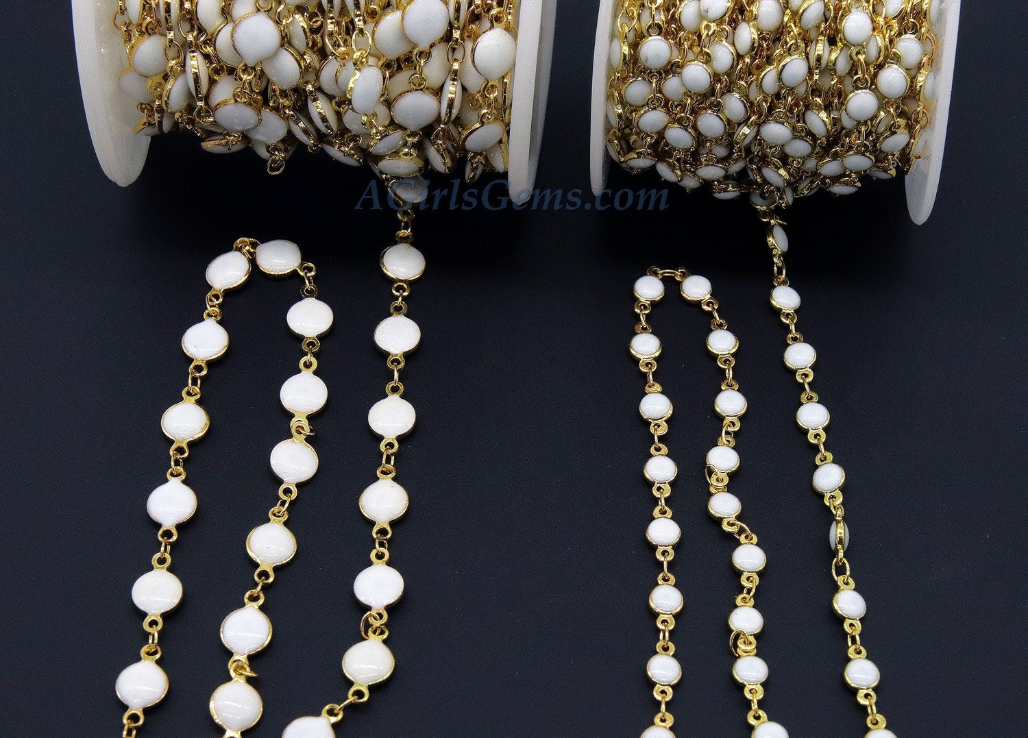 White Rosary Chain Bezel Chain by the Yard 4 or 6 Mm Flat | Etsy