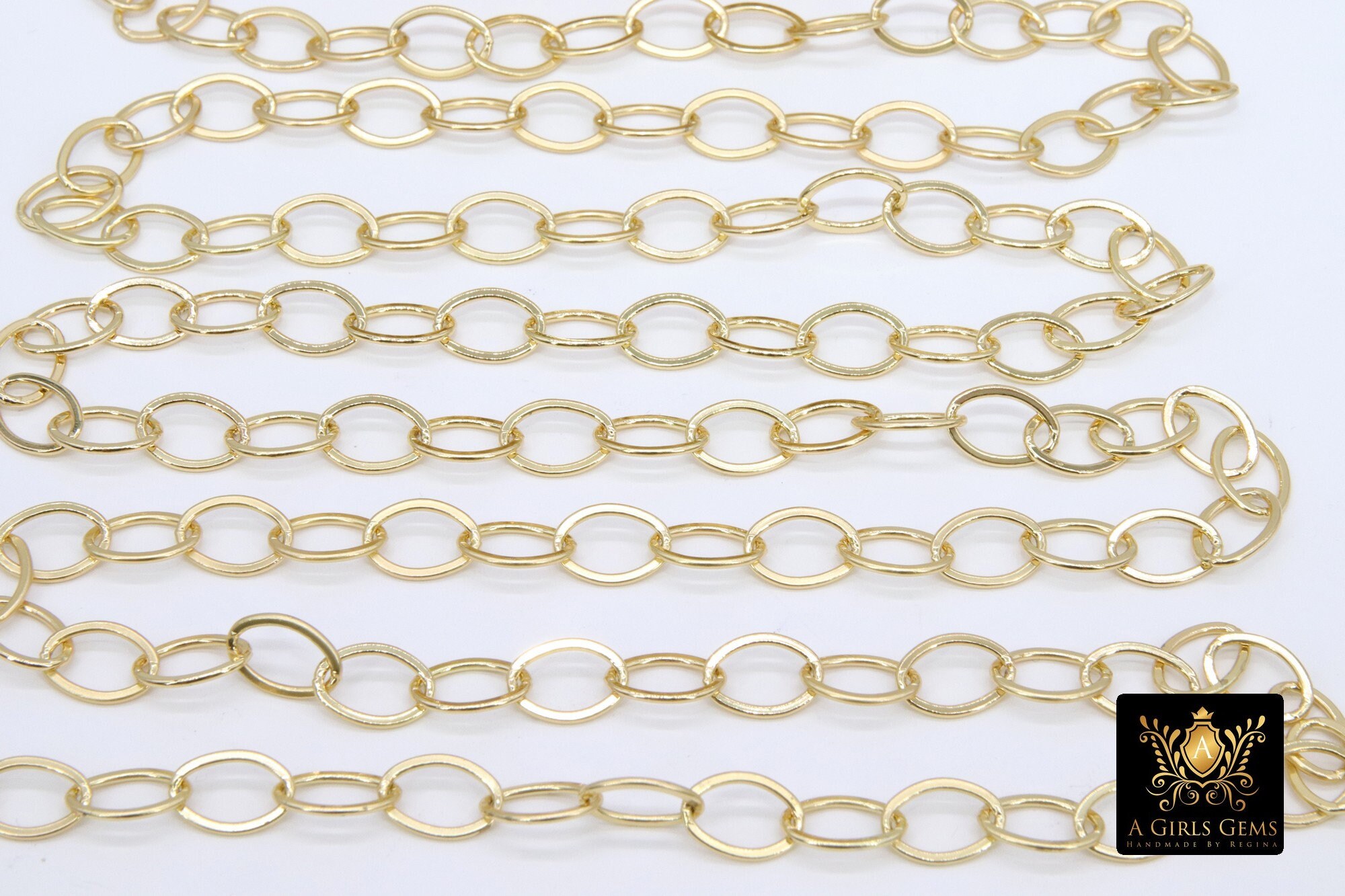 Gold Oval Chain 10 Mm Large Silver Oval Cable Chains LK 521 - Etsy