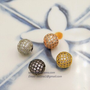Micro Pave Beads, Rose Gold CZ Round Beads, ALL Sizes Cubic Zirconia ...