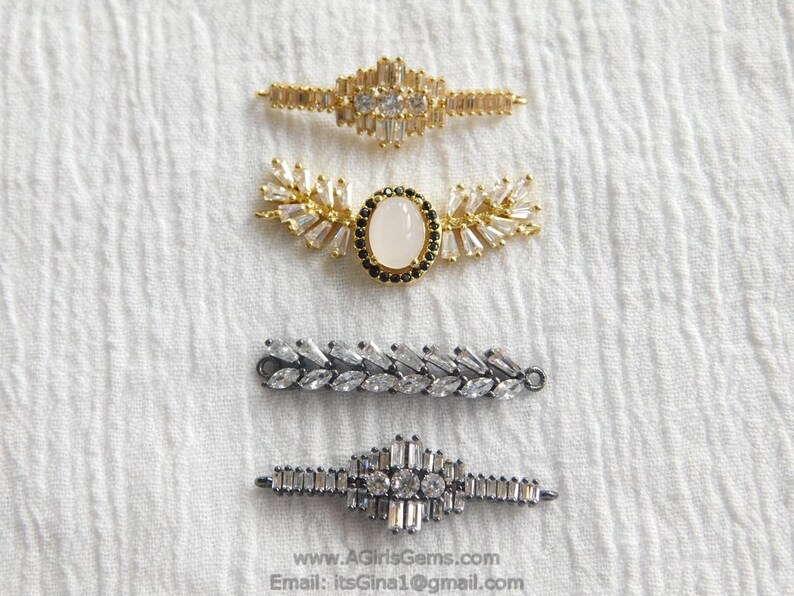 CZ Micro Pave Curved Bar Connectors Chevron Fishtail Links - Etsy