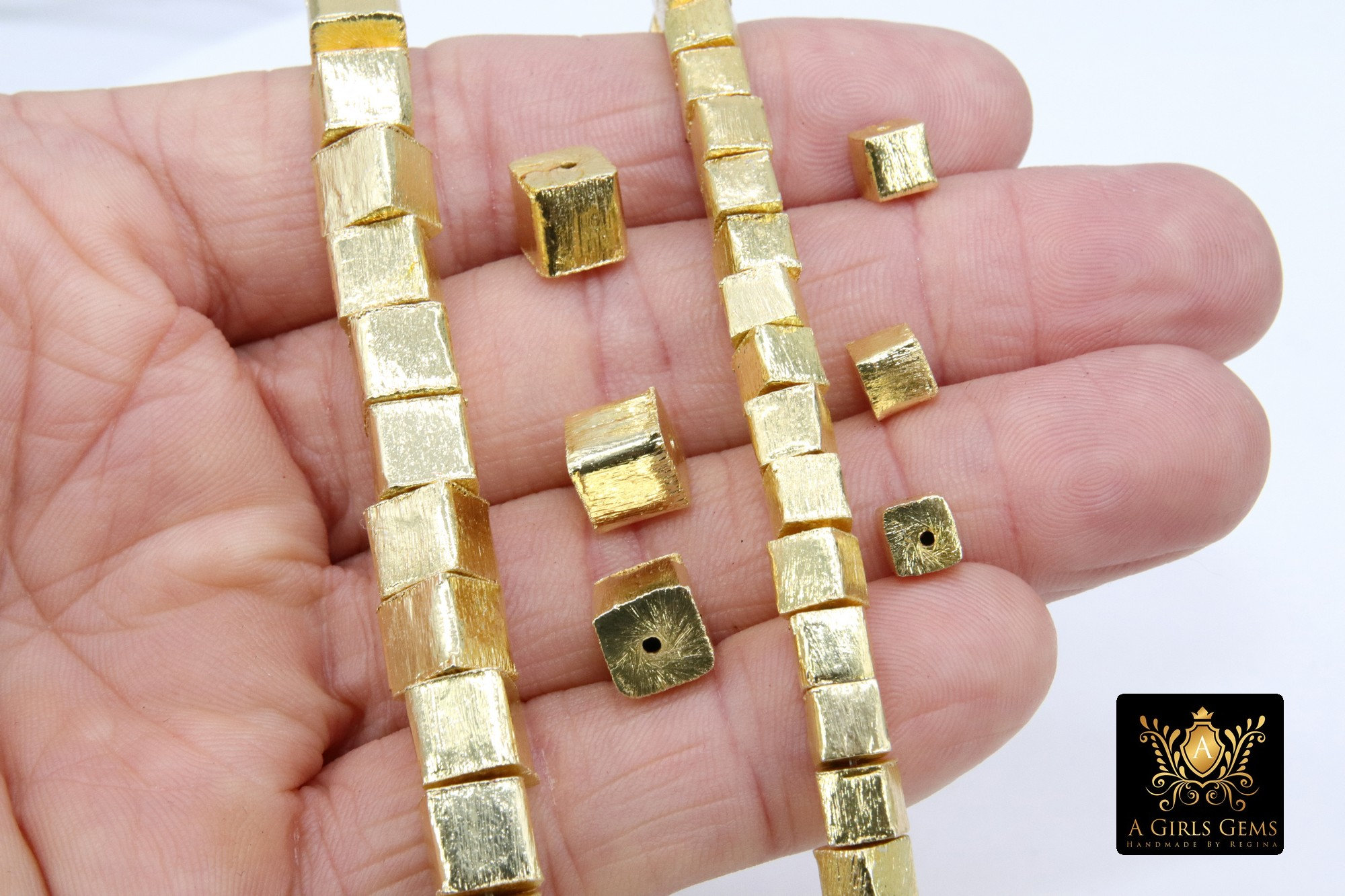 Brushed Gold Square Beads 6 or 8 Mm Focal Bead 726 Gold - Etsy