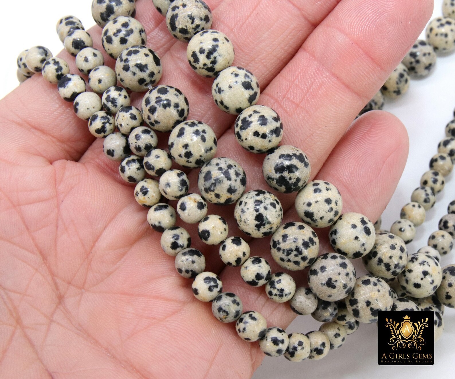 Natural Dalmatian Beads Smooth Round Black and Beige Jasper - Etsy
