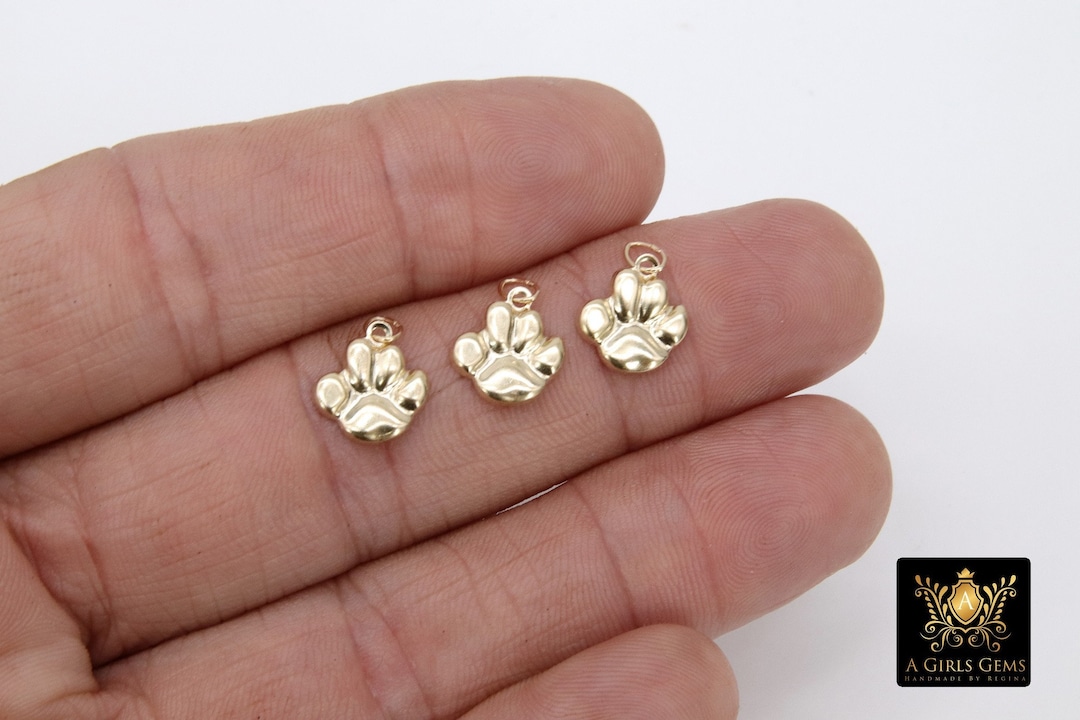 14 K Gold Filled Tiger Paw Charm, 10 Mm Gold Animal Charm #818, Dog Paw ...
