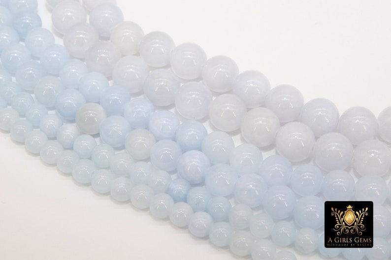 Powder Blue Beads, Smooth Round Light Blue Beads BS# 120, Size 6 Mm 8 ...