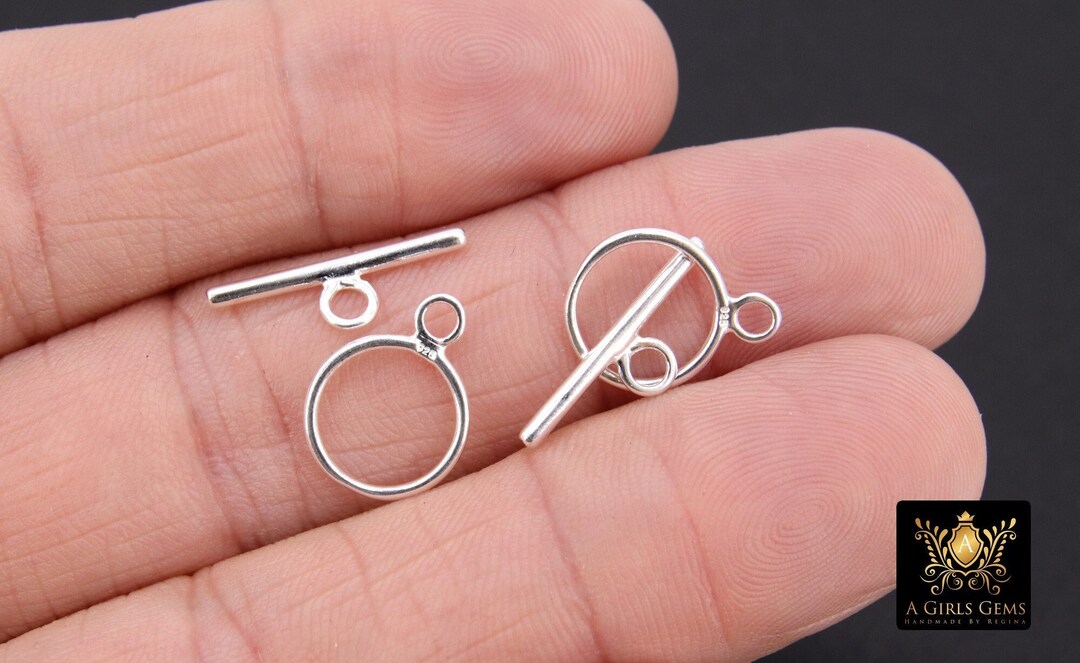 925 Sterling Silver Toggle Clasp Set, 14 X 12 Mm Toggle Ring #2637, 19 ...