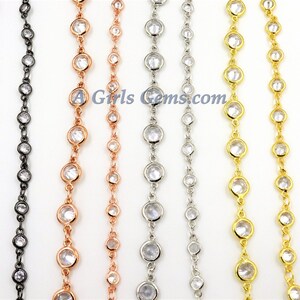 Silver CZ Chain by the Yard, 4 or 6 Mm Genuine CZ Chain CH# 543, Rose ...