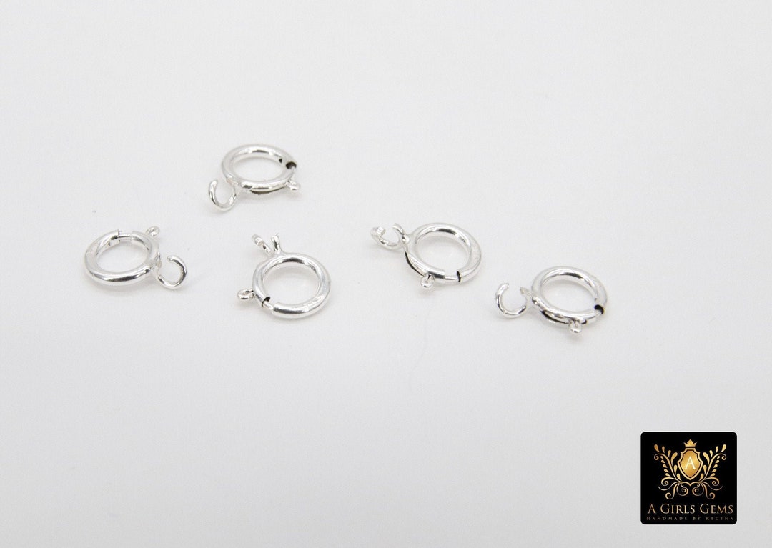 925 Sterling Silver Spring Ring Clasps, 5.5 or 6.0 Mm Jewelry Findings ...