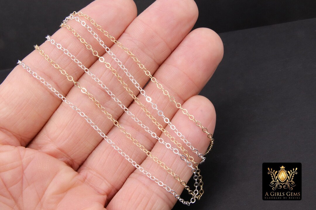 14 K Gold Filled Hammered Cable Chains, 2.4 X 1.9 Mm 925 Sterling ...