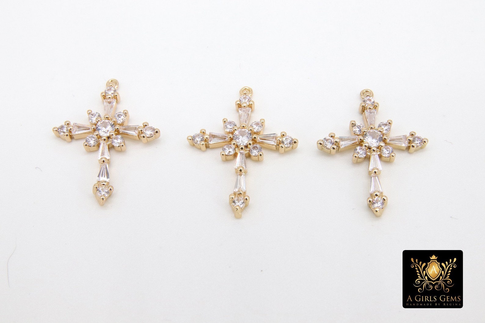 Gold Cubic Zirconia Cross CZ Pave Cross for Necklaces 488 - Etsy
