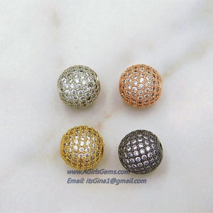 Micro Pave Beads, Rose Gold CZ Round Beads, ALL Sizes Cubic Zirconia ...