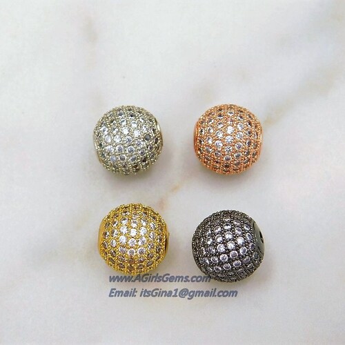 Gunmetal Black CZ Beads Cubic Zirconia Diamond Pave Round - Etsy