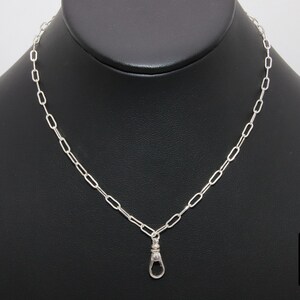 Silver Swivel Fob Chain Necklace, 925 Sterling Silver Drawn Rectangle ...