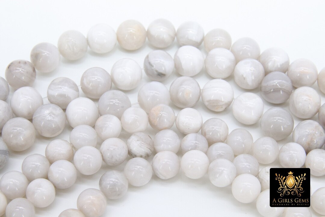 Natural Crazy Lace White Agate Beads, Smooth Agate Round Beads BS# 6 ...