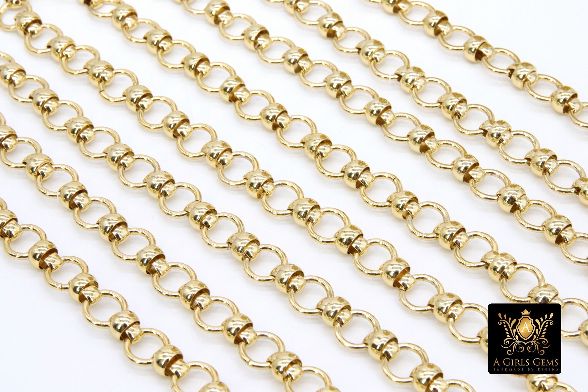 Gold ROLO Chain, 9 Mm Gold Thick Round Chains CH# 101, Chunky ...